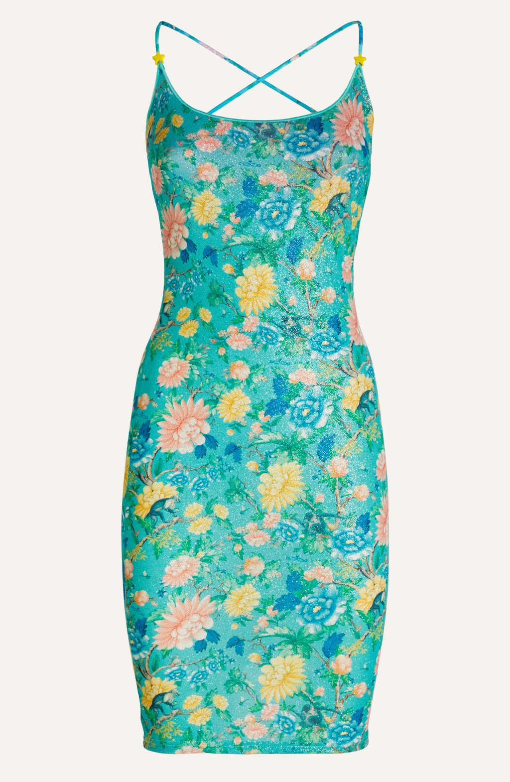 Monkey Print Sheath Size S Color Light Blue