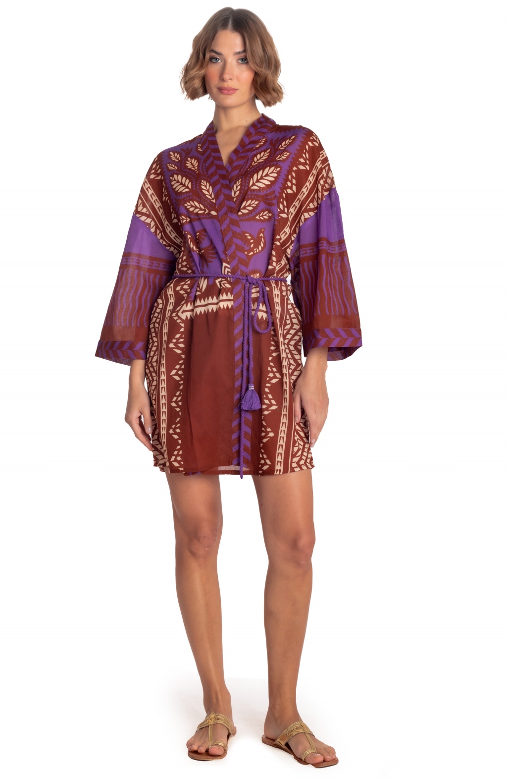 KIMONO SHORT PRINT BEAUTIFUL TREE Home | Pin-Up Couleur Viola Taille XS/S