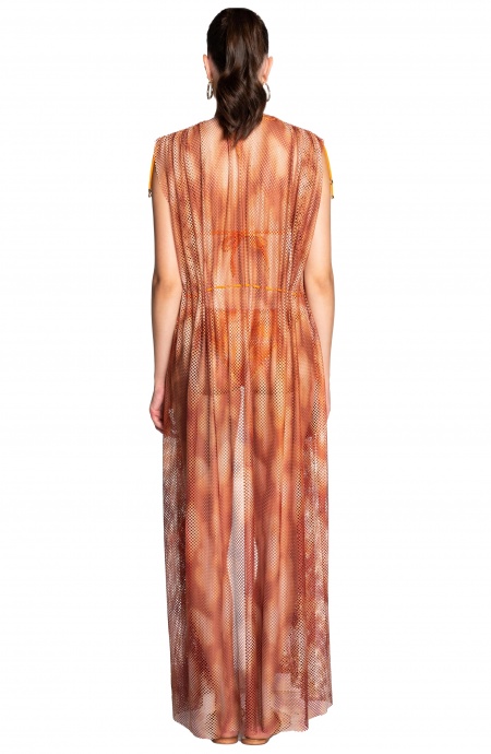 Open Dress with Drawstring Net Double Face Size One size Color Orange