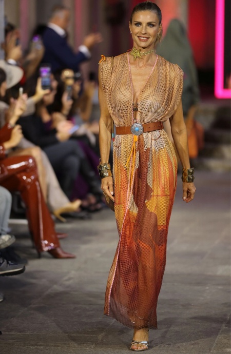 Open Dress with Drawstring Net Double Face Size One size Color Orange