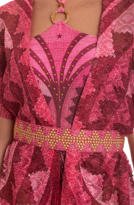 African Woven Kimono Size S Color Pink
