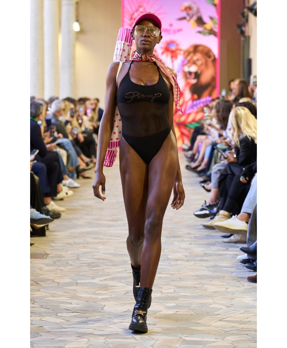 Rhinestone Tulle One Piece Swimsuit